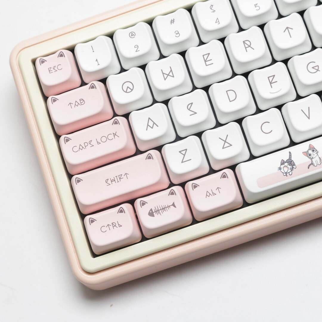 138PCS Cheese Cat Theme Keycap Set,pink Keycap,mao Keycap,pbt Keycap ...