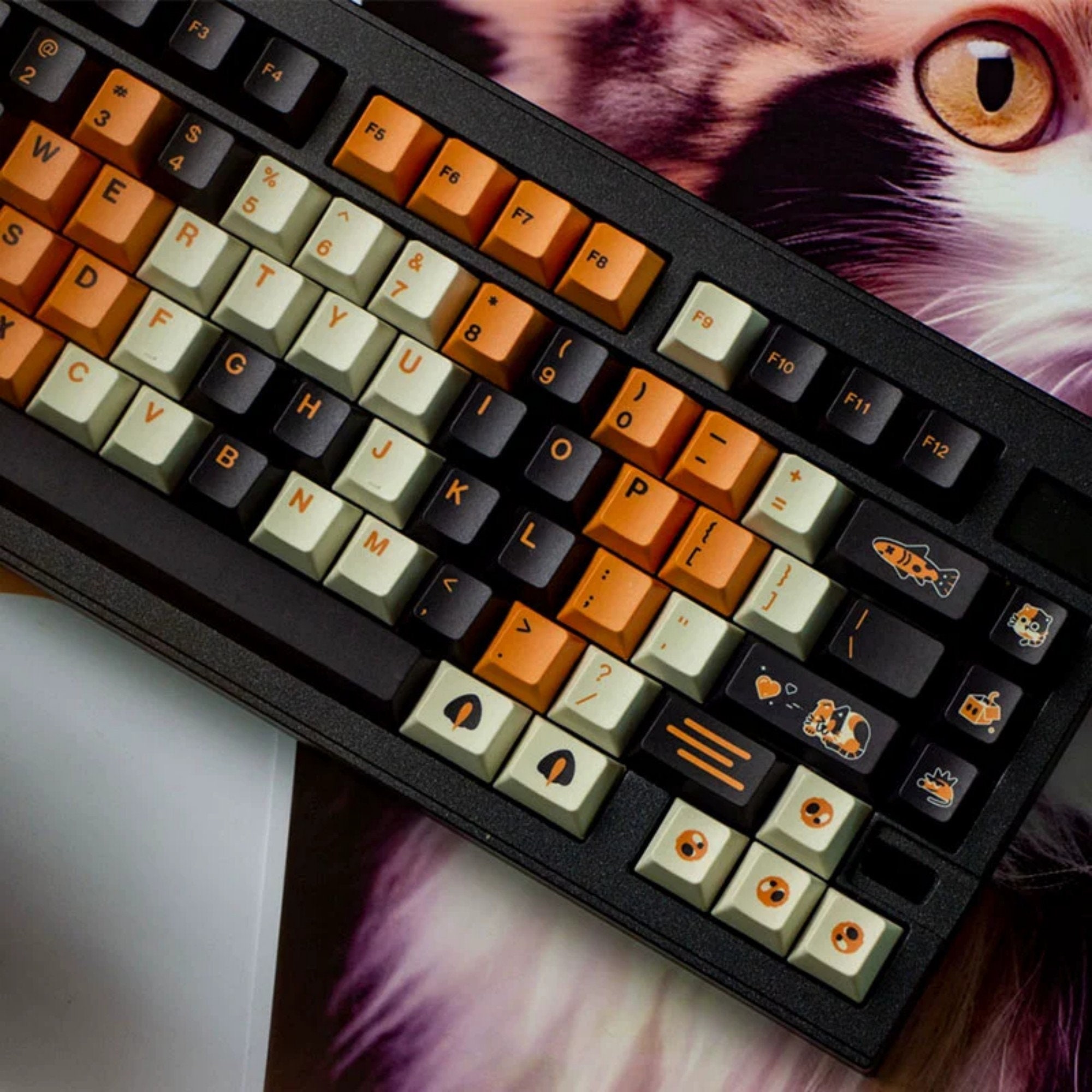 141PCS Calico Cat Theme Keycap Set,cute Keycap,cat Keycap,pbt Keycap ...