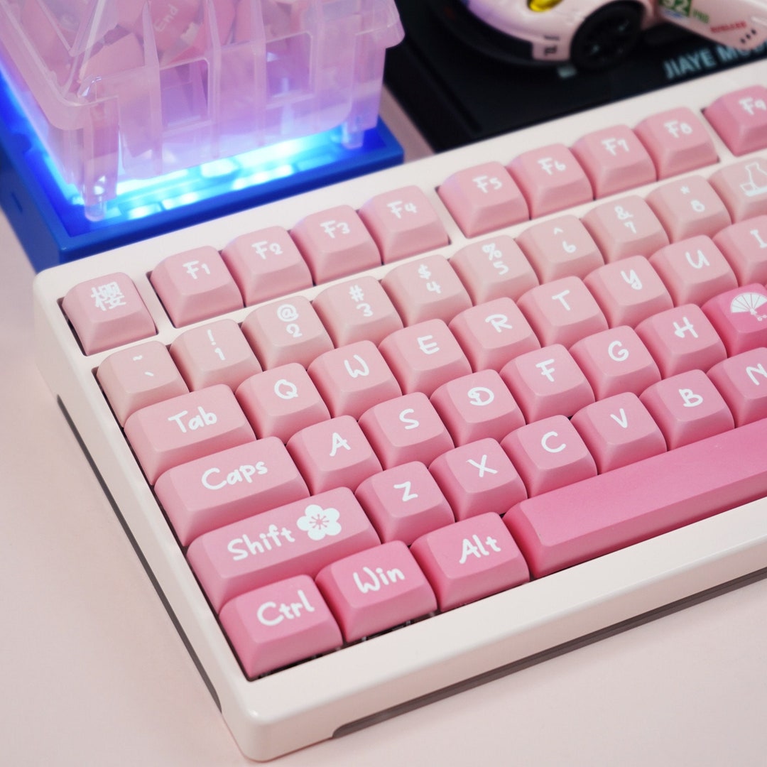 127pcs,pink Sakura Theme Keycap Set,gradient Pink Keycap,pbt Keycap,xda ...