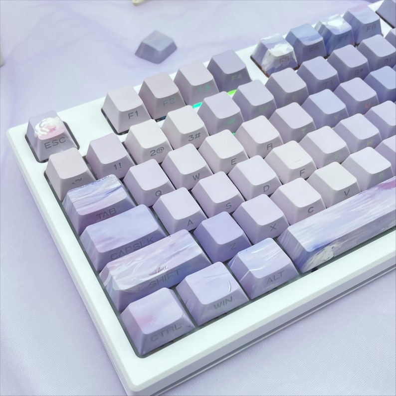 130PCS Monet Water Lily Theme Keycaps Set, Keycap púrpura, Keycap ...