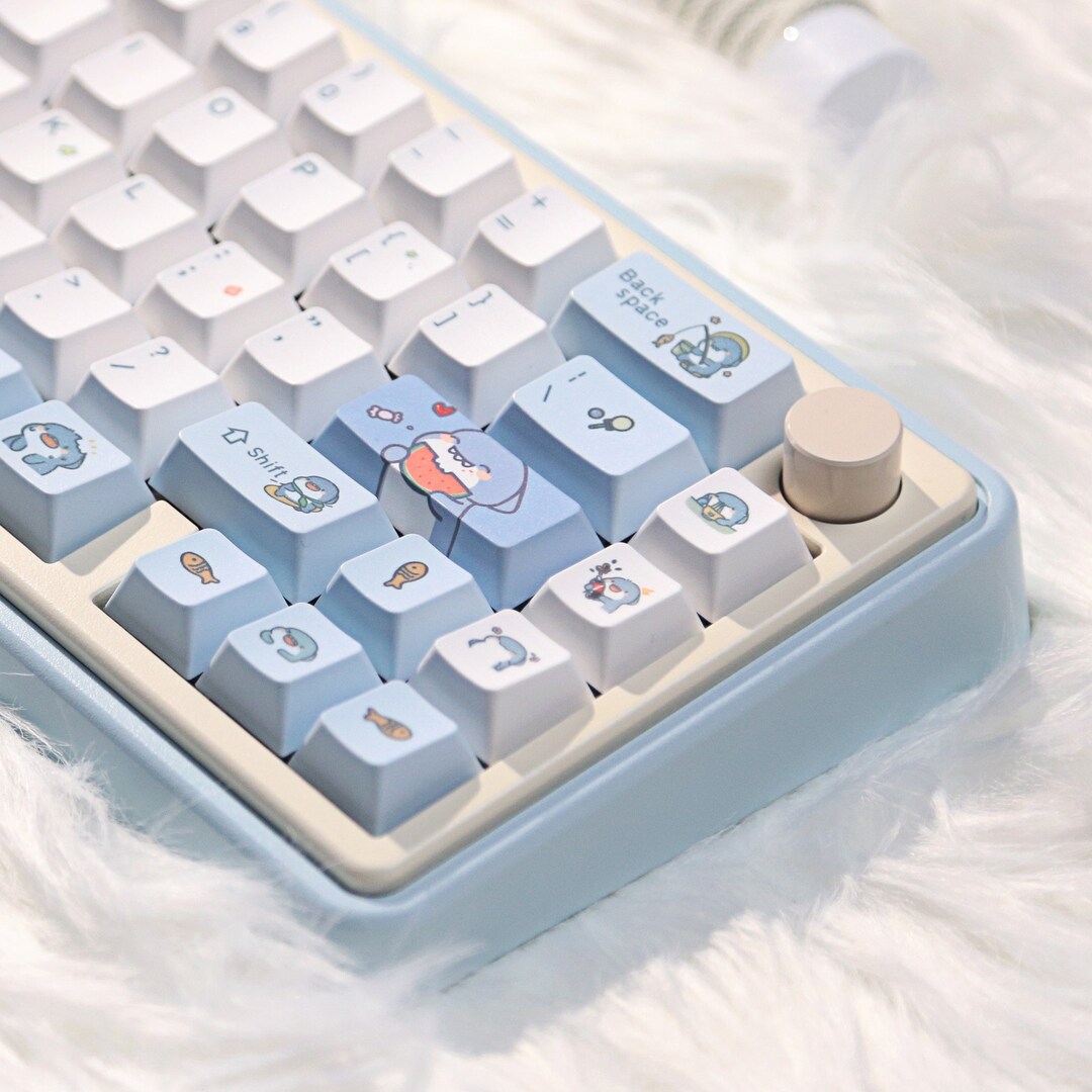 131PCS Blue Shark Theme Keycaps Set,cute Keycap,blue Keycap,cherry ...