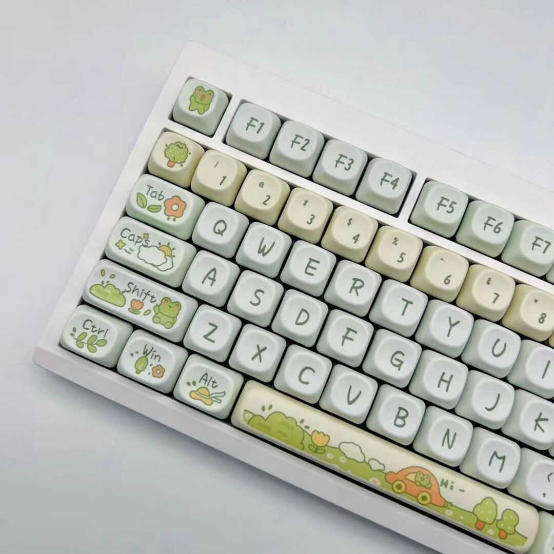 138PCS Frog Spring Theme Keycap Set,green Keycap,cute Keycap,pbt Keycap ...