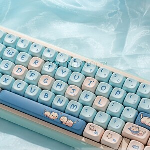 142PCS Blue Cats Keycap Set,cute Keycap,cat Keycap,pbt Keycap,xda ...
