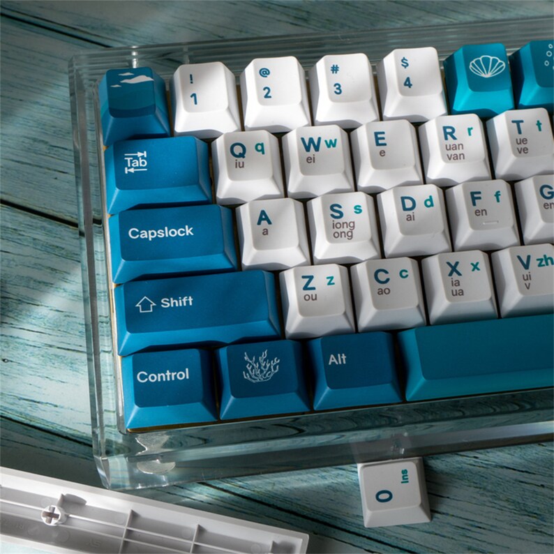 Blue Keycaps, Ocean Theme Keycaps Set, PBT Material Sublimation Keycaps ...