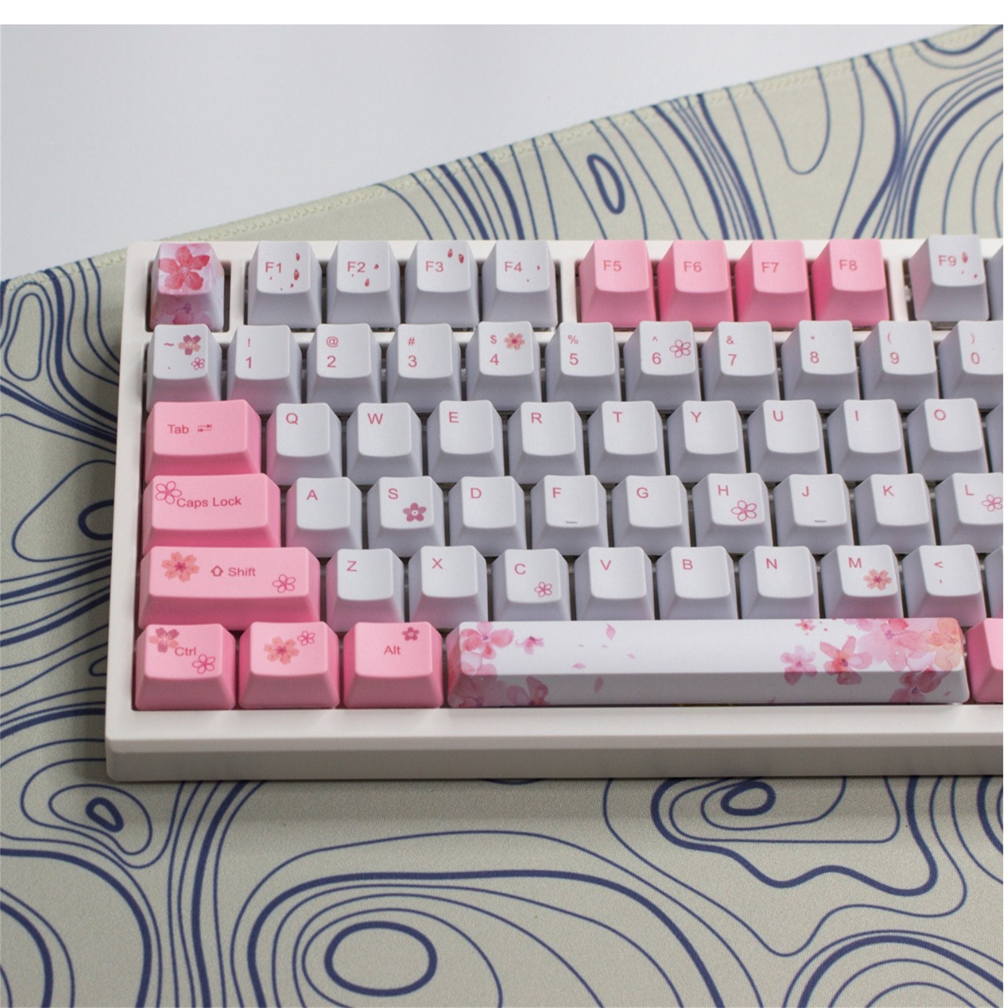 134PCS Sakura Theme Keycaps Set Pink Floral Keycaps PBT - Etsy