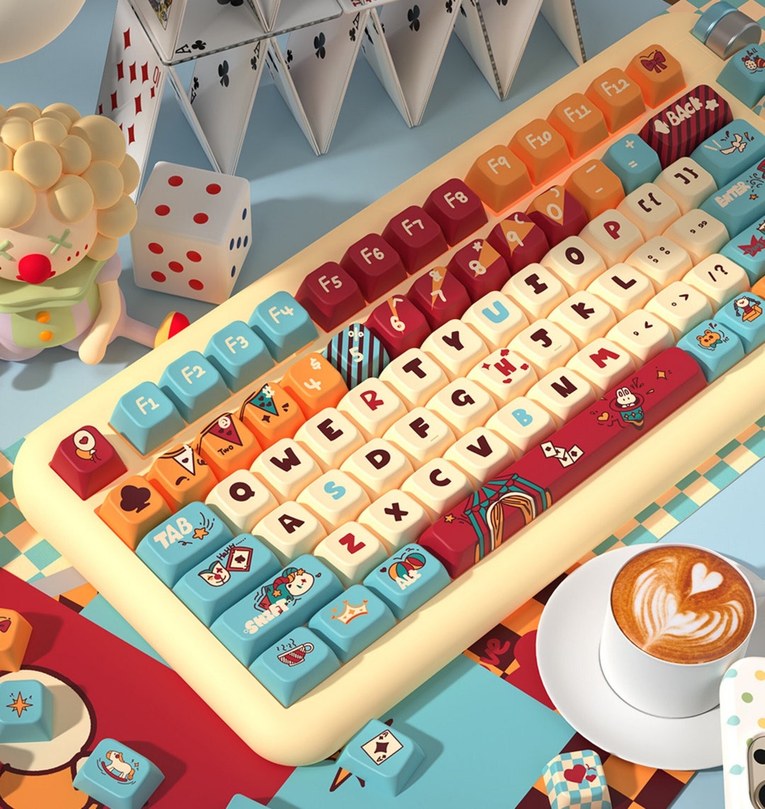 138PCS Cat Circus Theme Keycaps Set,cute Keycap,mda Keycap,anime Keycap ...