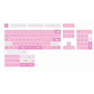 126keys Pink Cat Theme Keycap Set,cute Keycap,pink Keycap,pbt Keycap ...