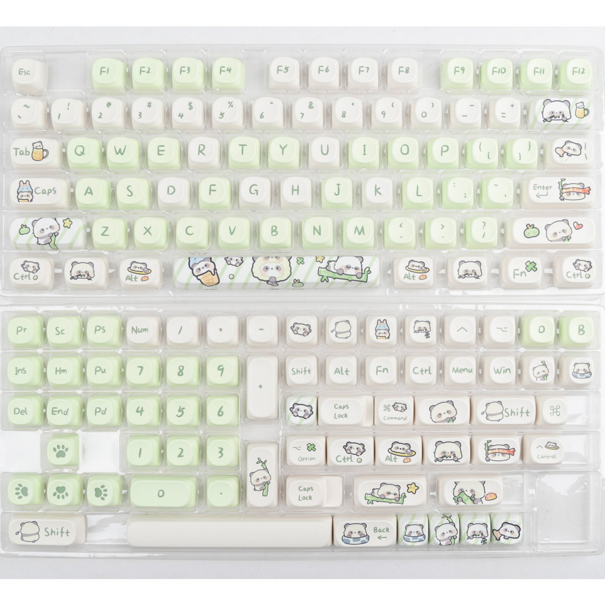 140pcsmilk Green Panda Theme Keycap Setcute Anime Keycappbt - Etsy