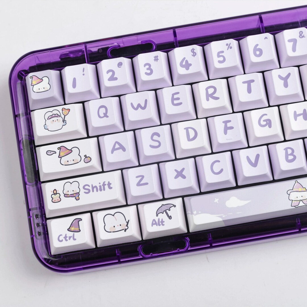 144PCS Magic Rabbit Theme Keycap Set,purple Keycap,pbt Keycap,cherry ...