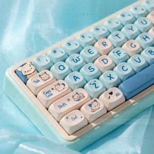 142PCS Blue Cats Keycap Set,cute Keycap,cat Keycap,pbt Keycap,xda ...