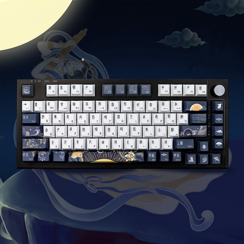 136PCS Vintage Night Moon Goddess Theme Keycap Set,chinese Keycap ...