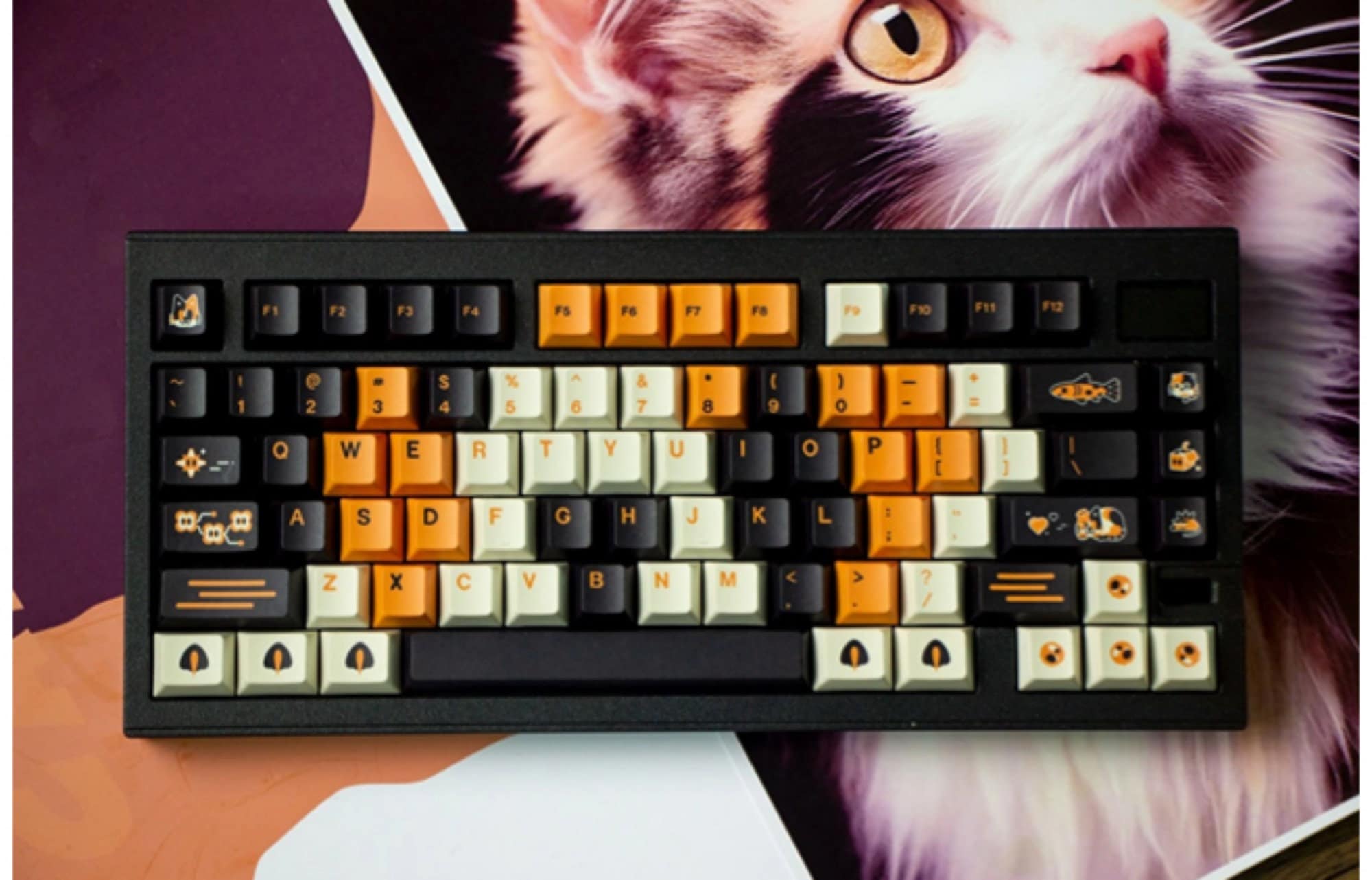 141PCS Calico Cat Theme Keycap Set,cute Keycap,cat Keycap,pbt Keycap ...