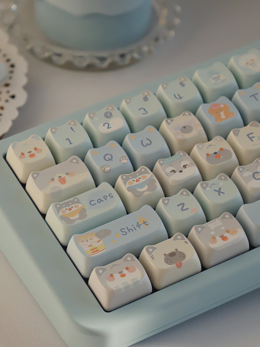 141keys Dog Team Theme Keycap Set,girlish Keycap,cute Keycap,pbt Keycap ...