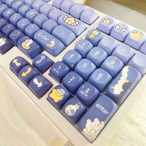 138PCS Star Bear Theme Keycap Set,blue Keycap,cute Keycap,pbt Keycap ...