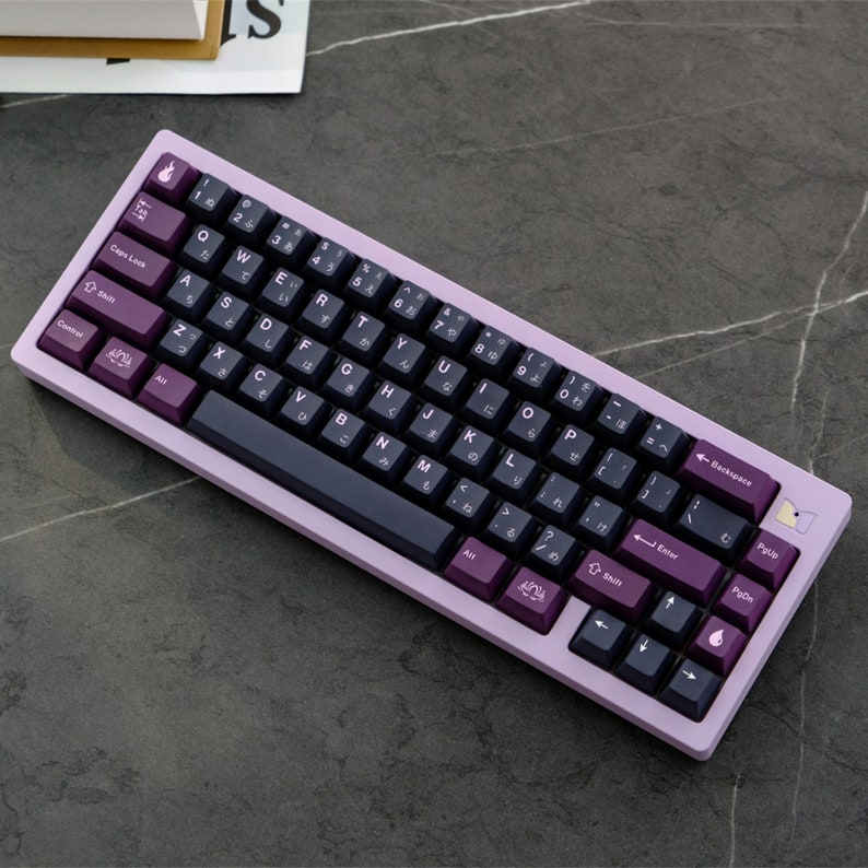 129keys Black Lotus Keycap Set,japanese Keycap,black Purple Keycap ...