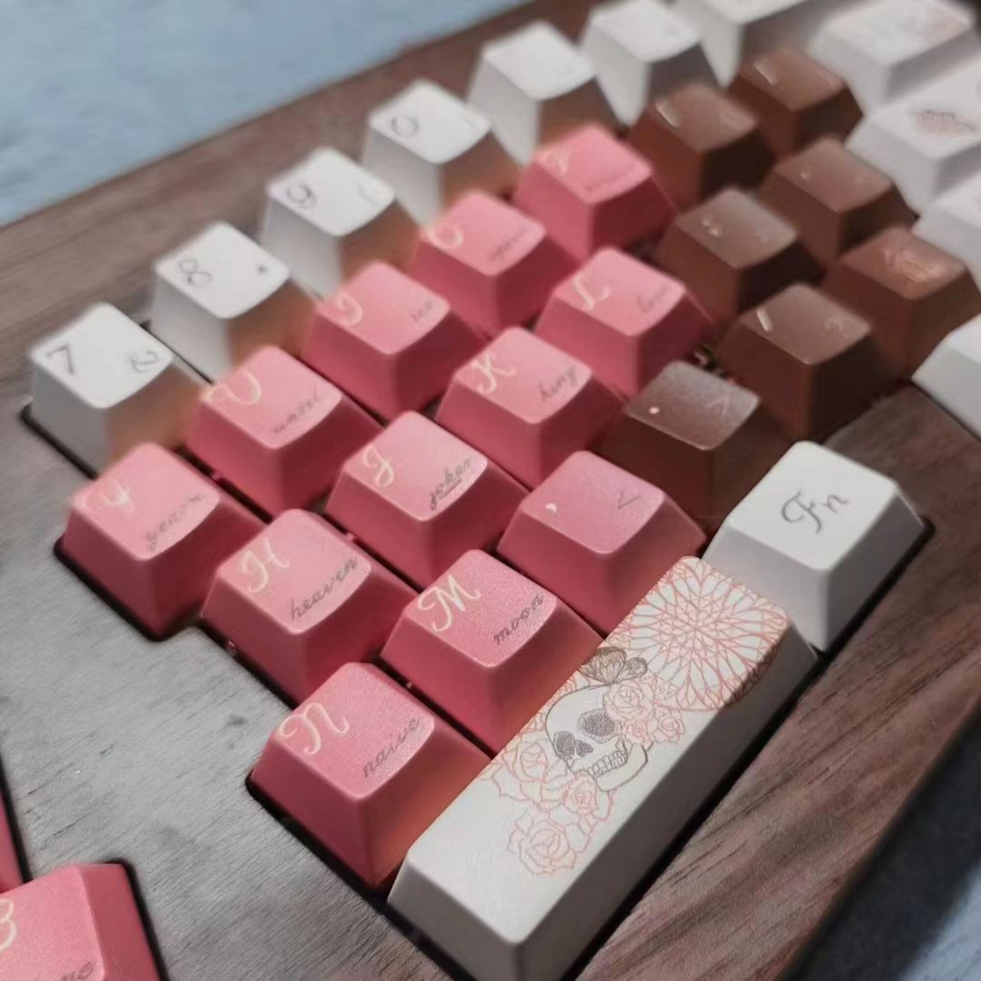 144PCS Skeleton Rose Theme Keycap Setpink Keycaphalloween - Etsy