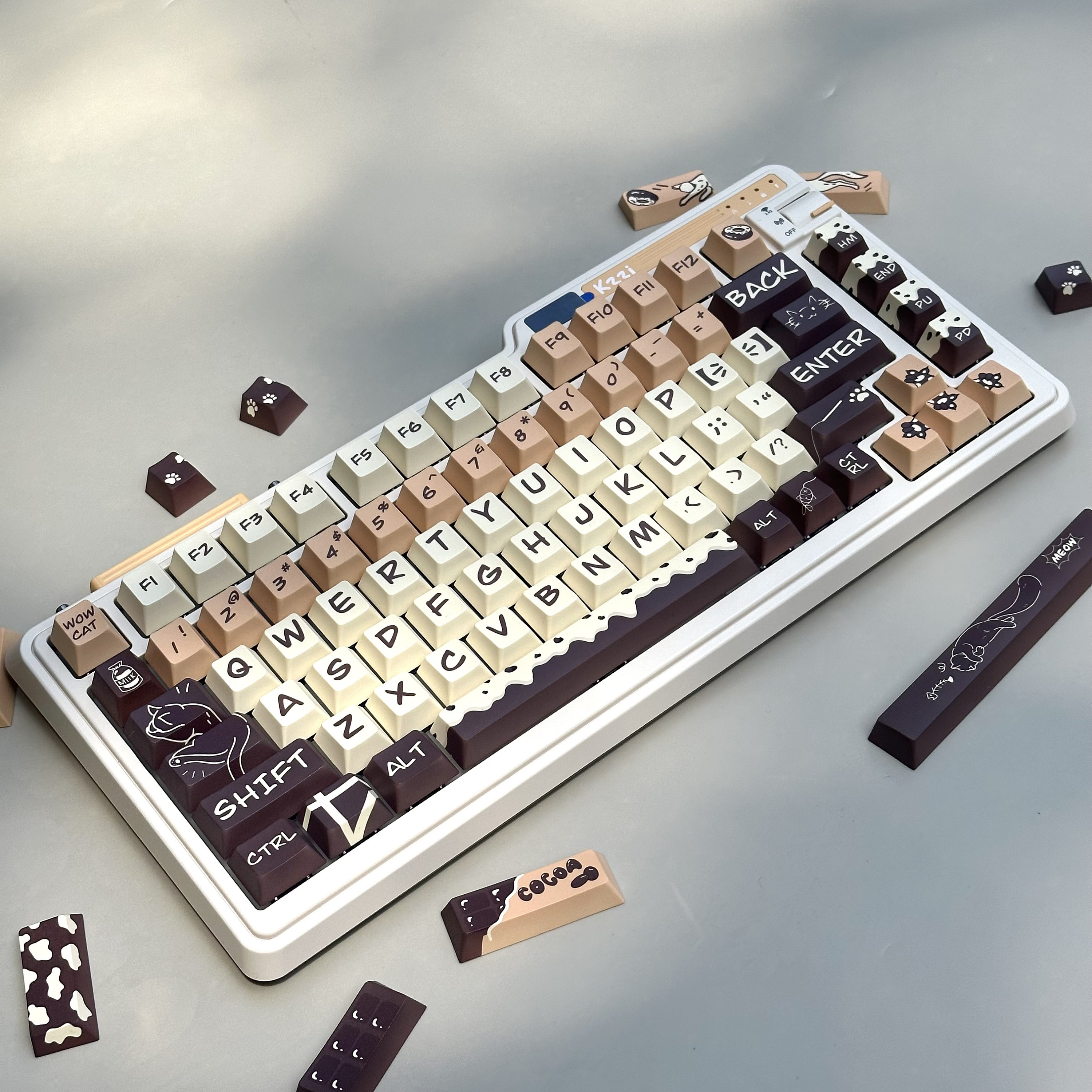 153PCS Chocolate Cat Theme Keycaps Set,cute Keycaps,kawaii Cat Keycap ...