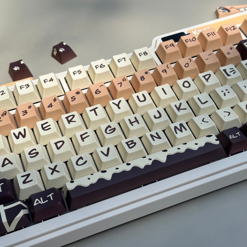 153PCS Chocolate Cat Theme Keycaps Set,cute Keycaps,kawaii Cat Keycap ...