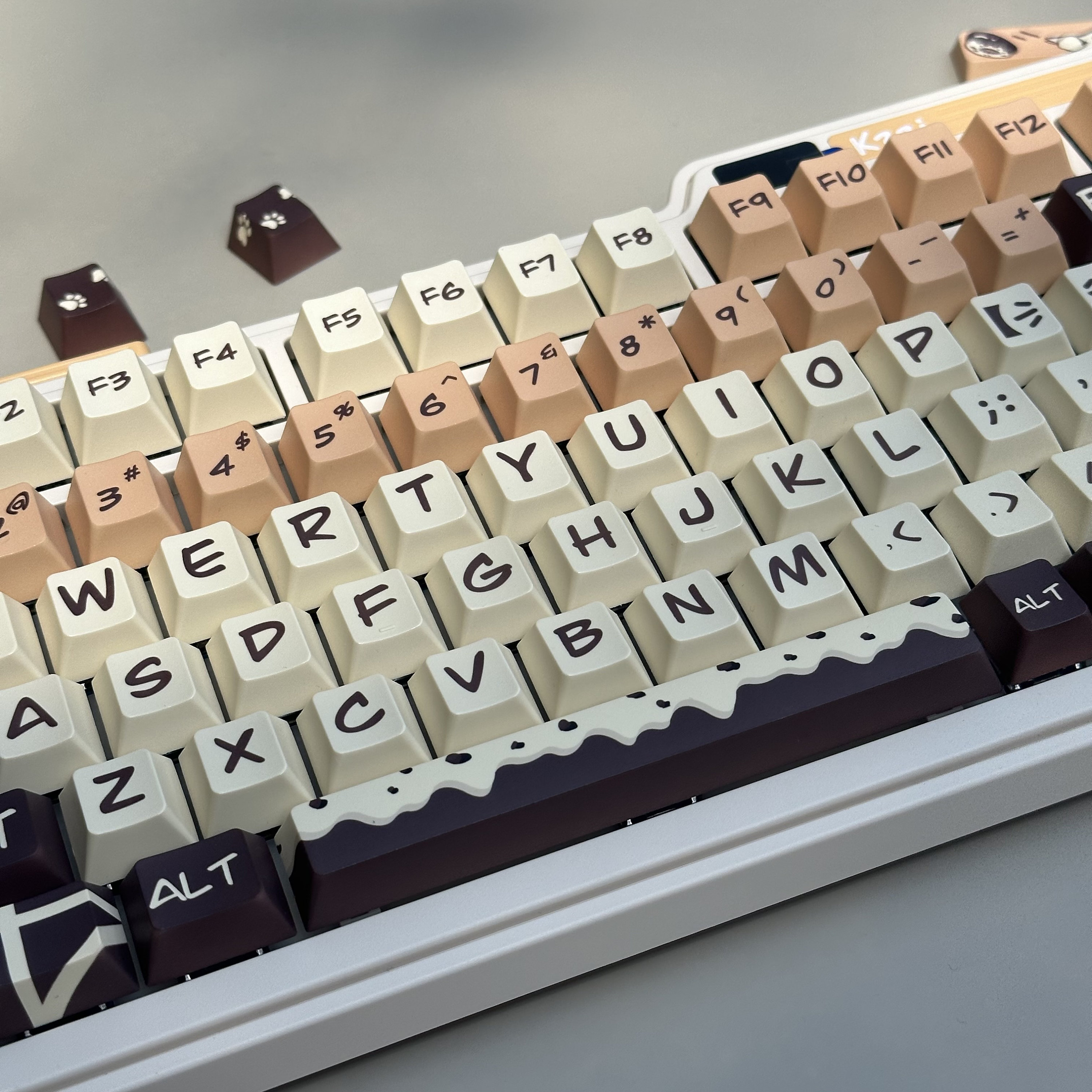 153PCS Chocolate Cat Theme Keycaps Set,cute Keycaps,kawaii Cat Keycap ...