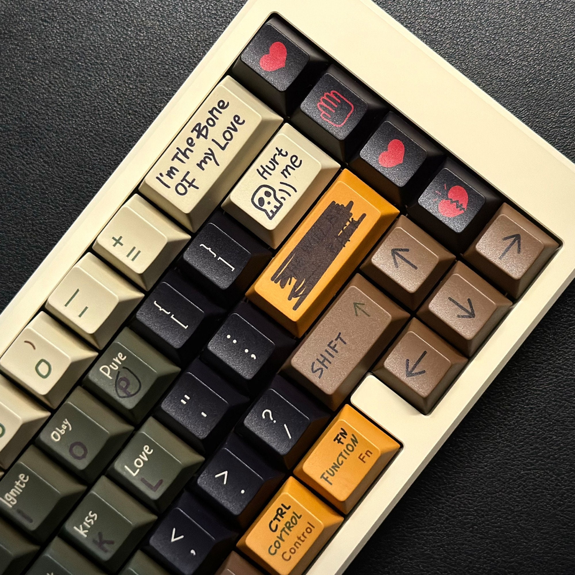 132keys Love Story Theme Keycap Setbrown Keycappbt - Etsy