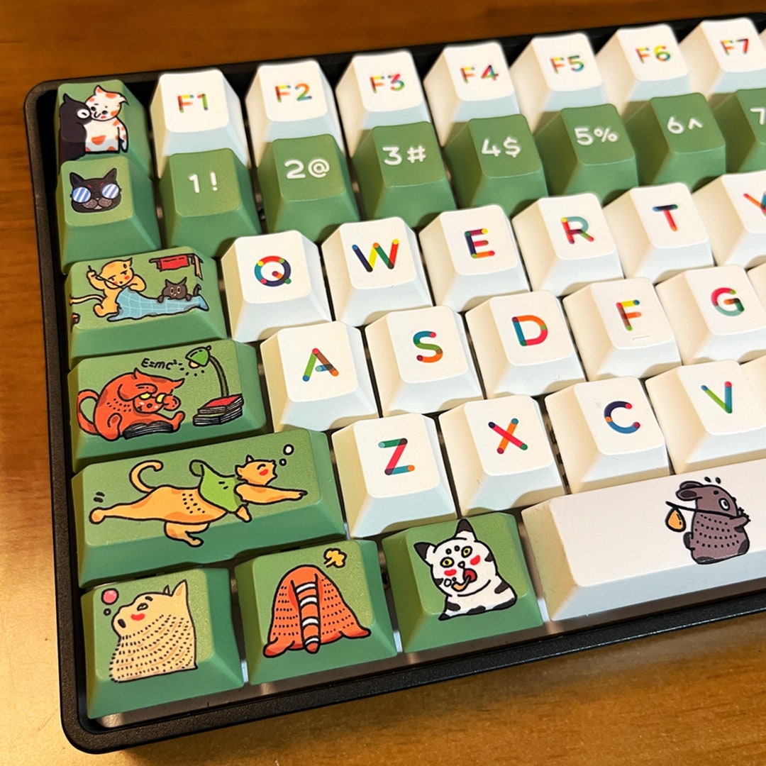 123PCS Kawaii Cats Keycaps Set Cute Animal Keycaps - Etsy