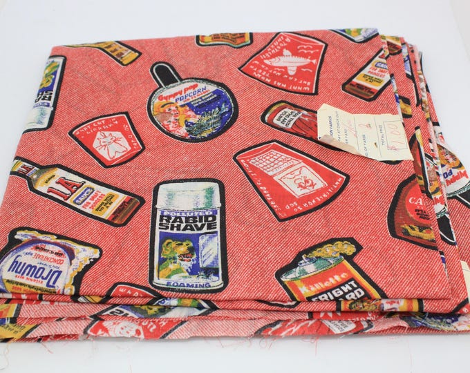 Vintage Cotton Food Condiment Themed 1970's Fabric/ 2 Yards by 44 ...