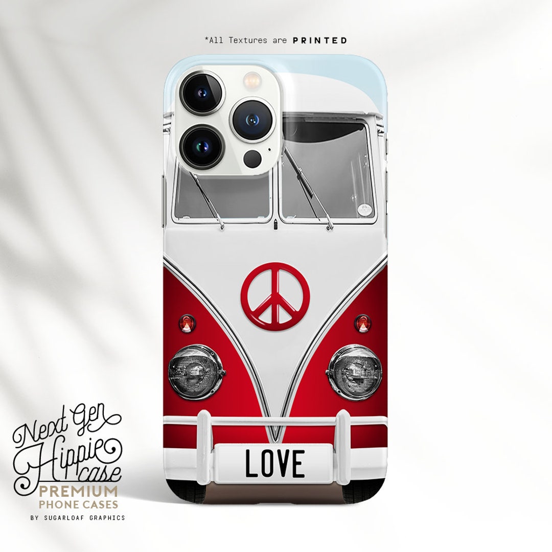 Personalized Phone Case Cherry Red Hippie Bus iPhone Case Peace Sign ...