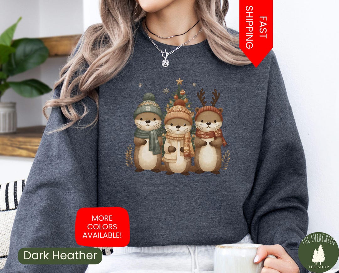 Otters Christmas Lights Sweatshirt, Otters Merry Christmas Shirt, Otter ...