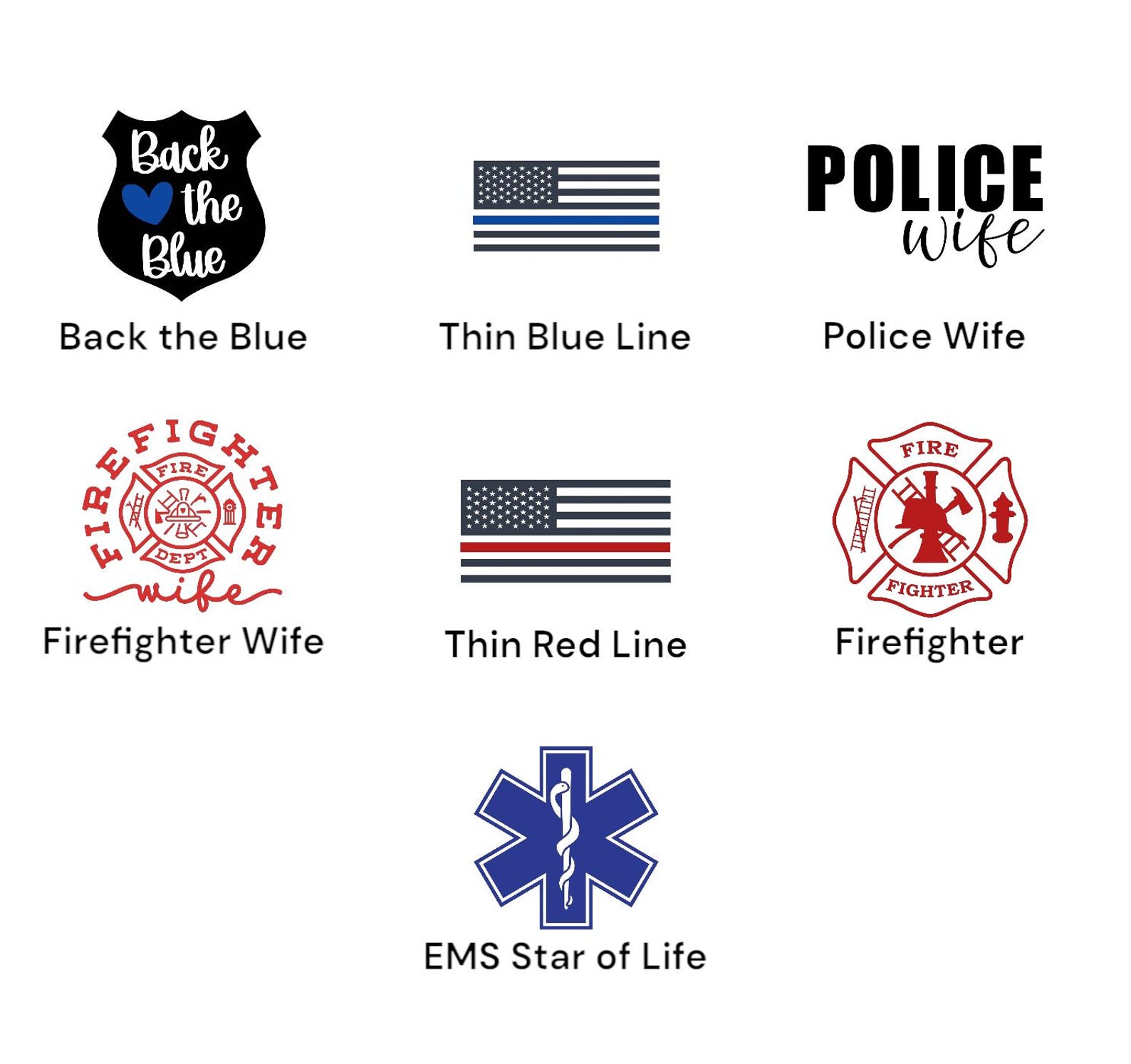 First Responder Car Decals, EMS, Police, Firefighter, Durable Vinyl - Etsy