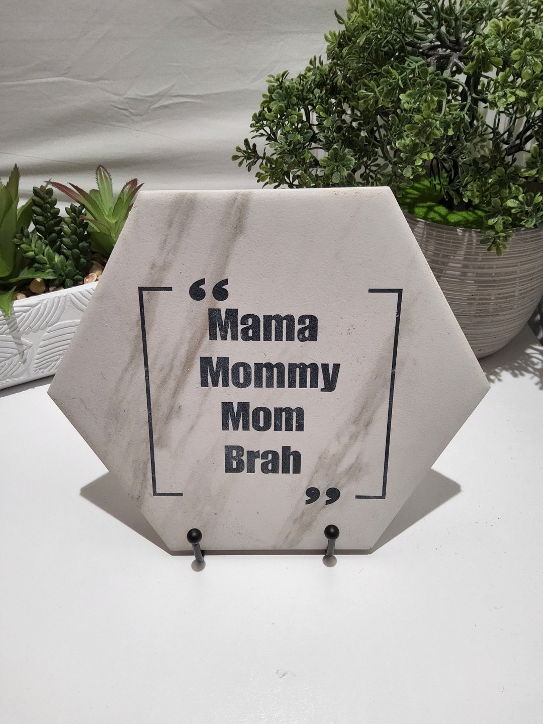 Laser Engraved Ceramic Tile W/ Stand mama, Mommy, Mom, Brah - Etsy