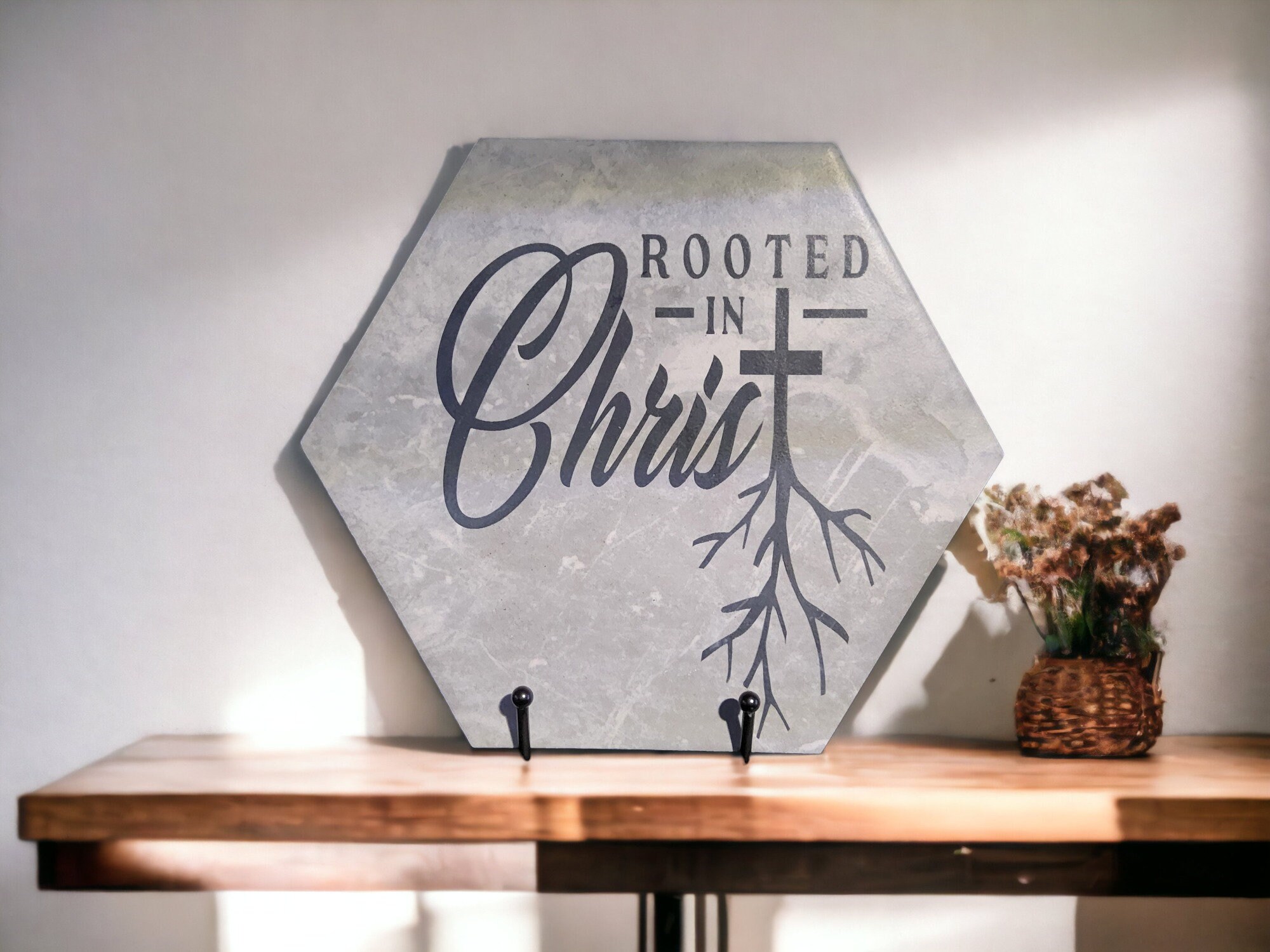 Laser Engraved Ceramic Tile W/ Stand - "rooted in Christ", Custom Tile ...