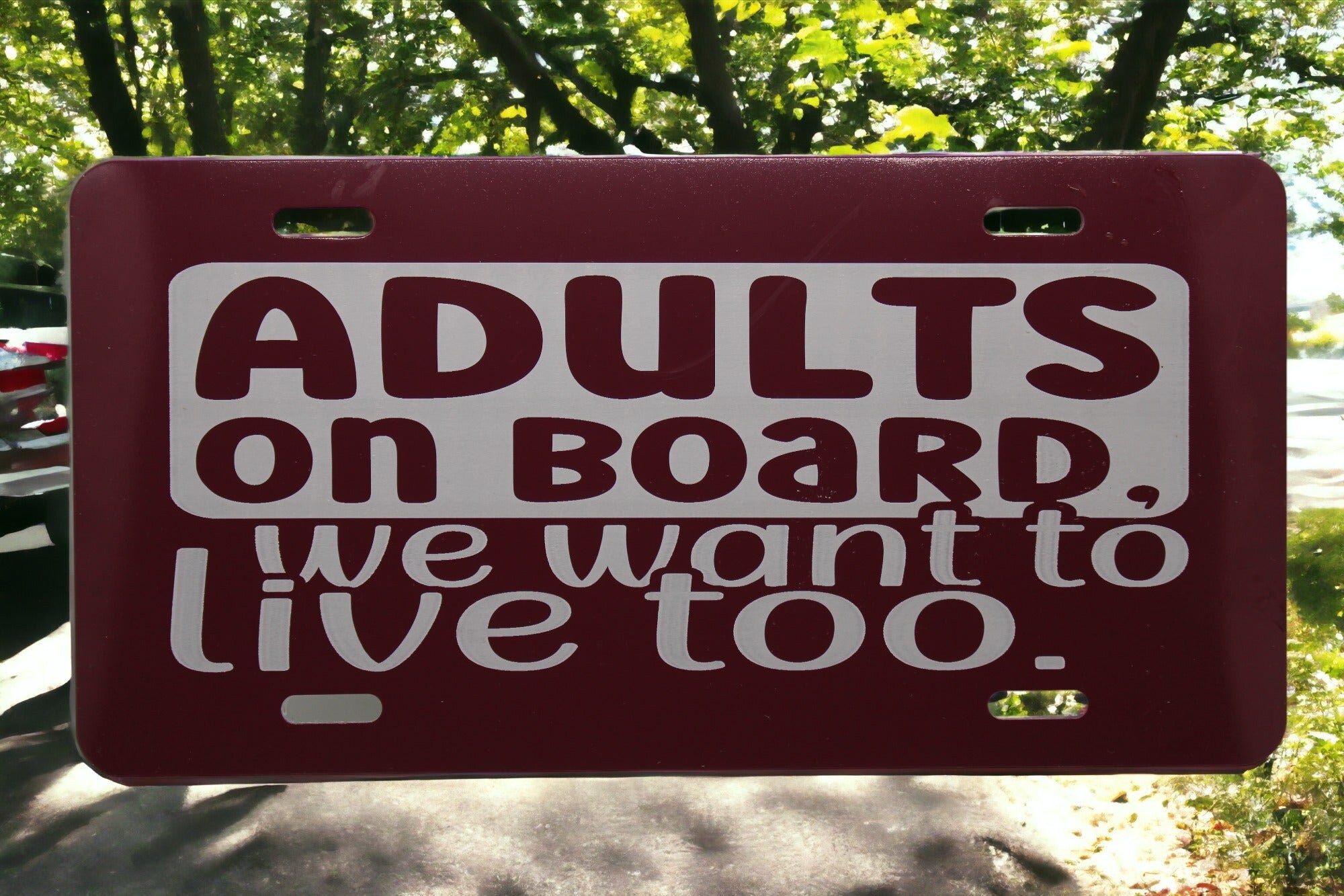Adults on Board Vanity Plate, Laser Engraved, Car Accessories, Vehicle ...