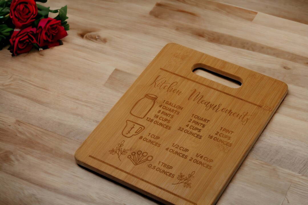 Kitchen Measurements Laser Engraved Bamboo Cutting Board - Etsy