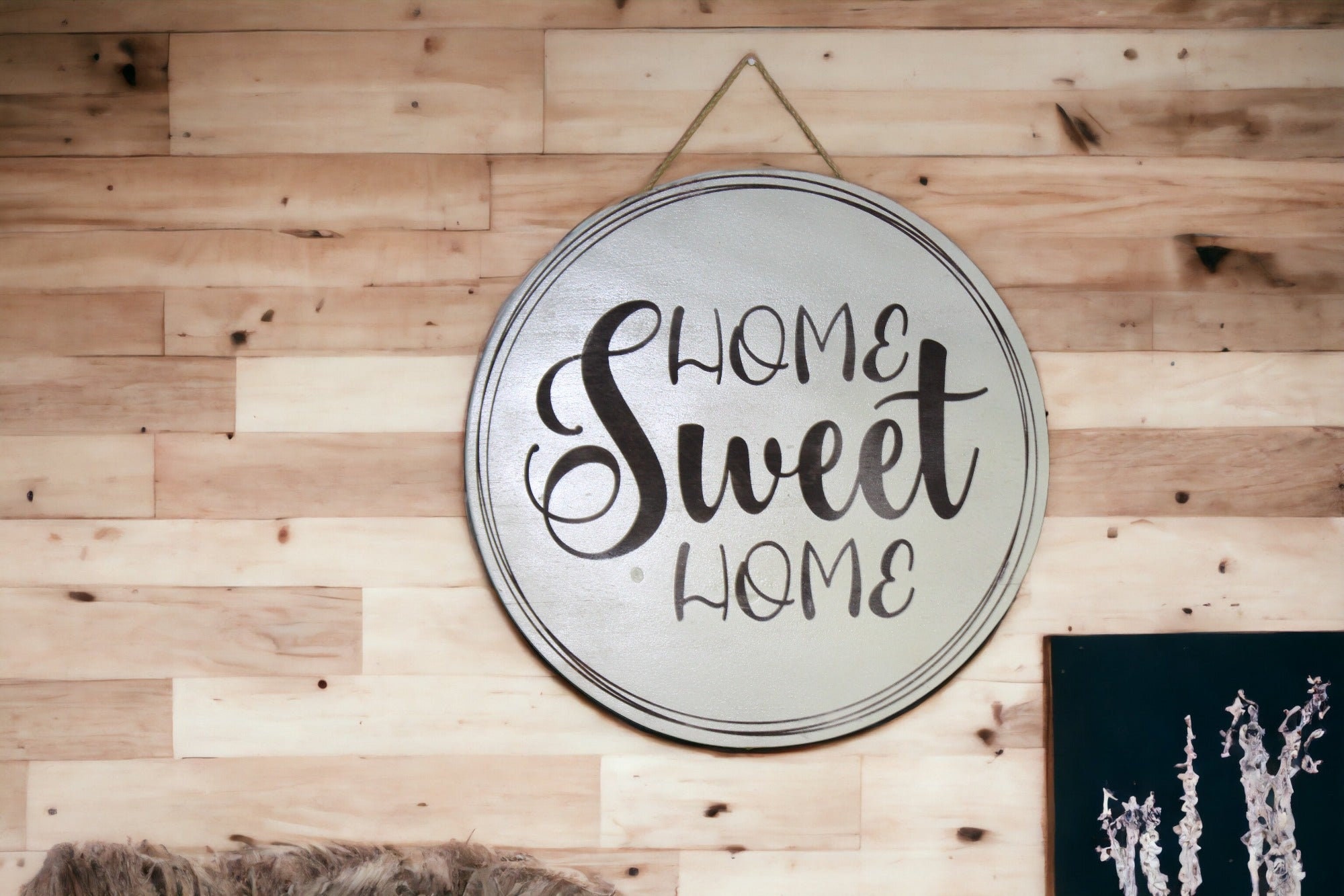 Home Sweet Home Laser Engraved Round Acacia Wood Sign - Etsy
