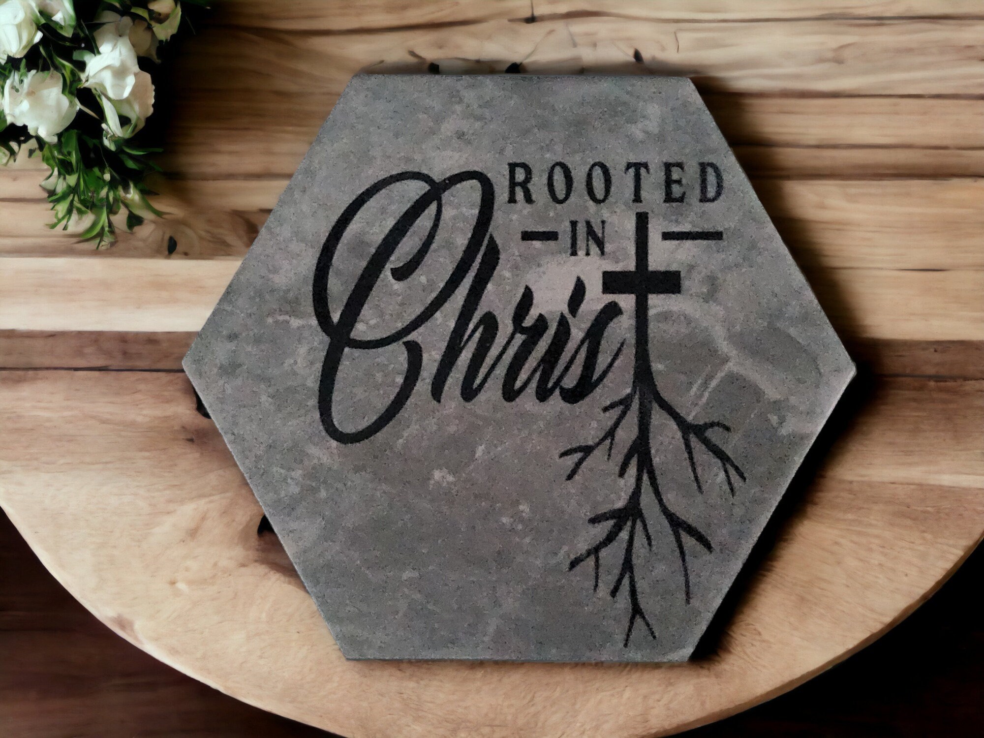 Laser Engraved Ceramic Tile W/ Stand rooted in Christ, Custom Tile ...
