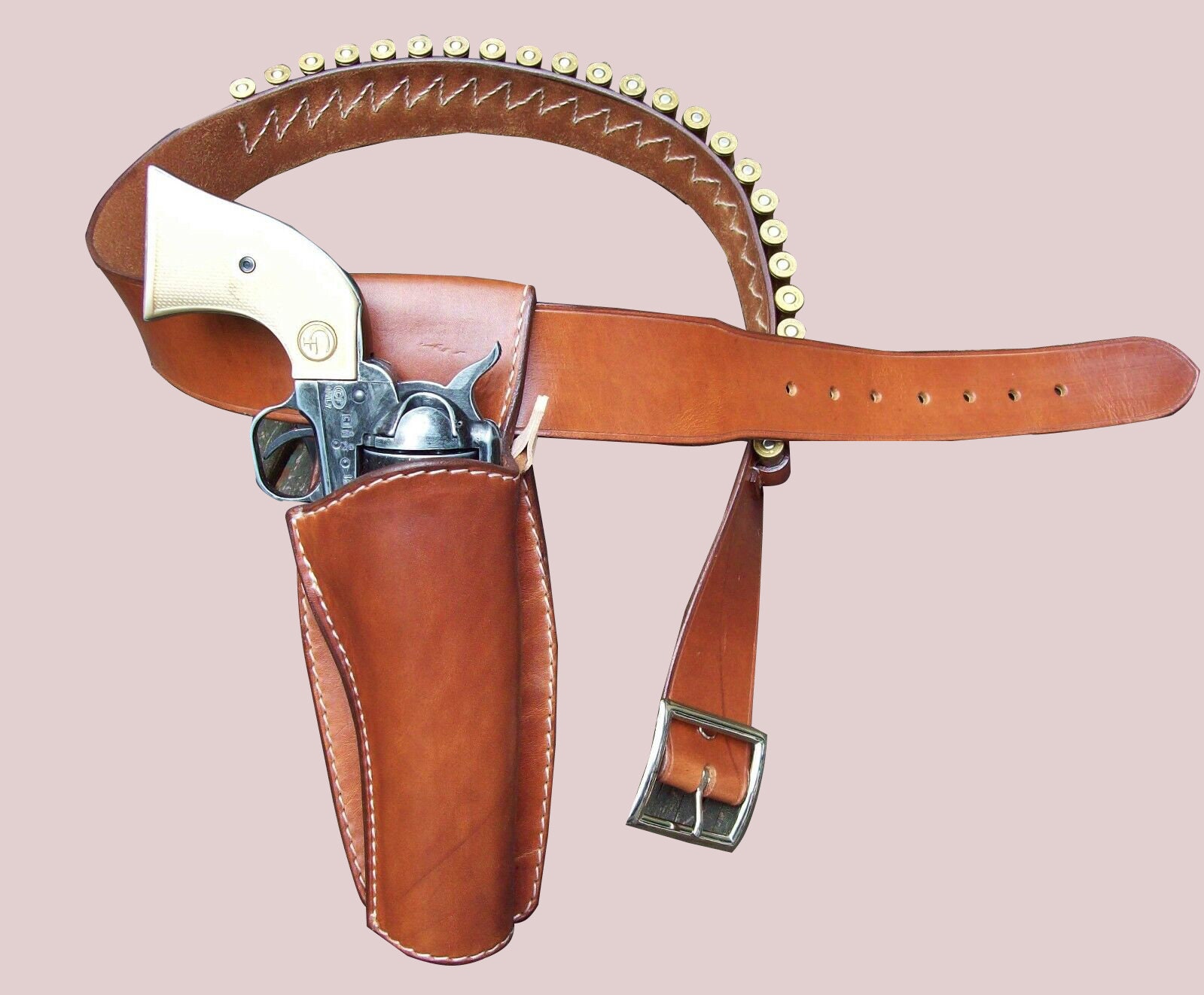 1911 Cowboy Western Gun Holster Belt .38/.357 Magnum Brown Leather ...