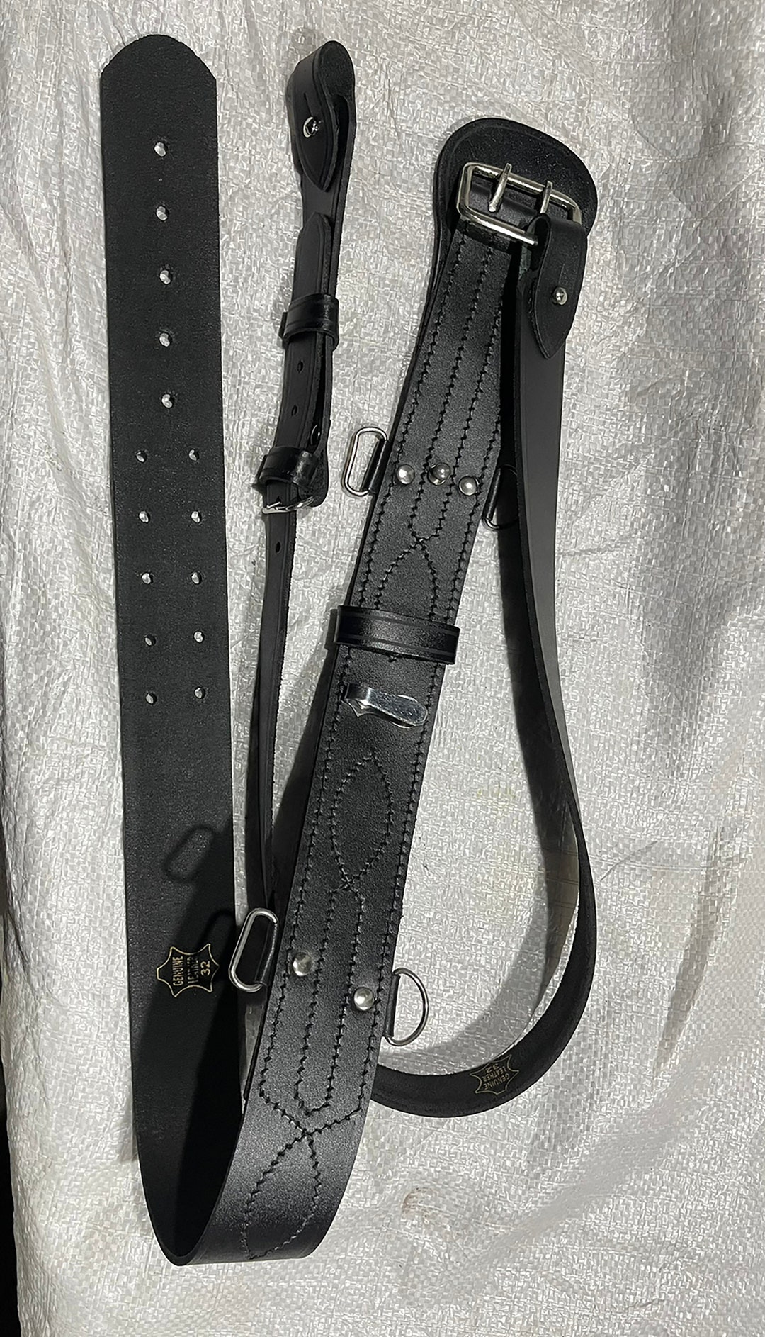 Police Belt With Cross Shoulder Strap With Silver Hooks Leather Belt US ...