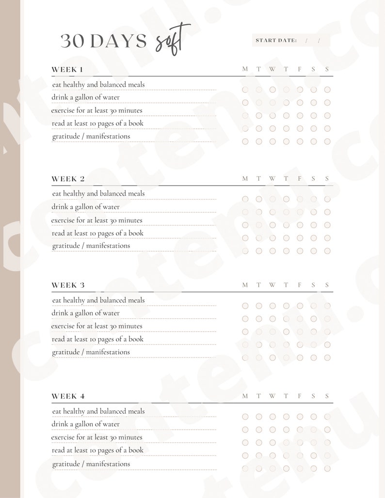 30 Days Soft Challenge, Fitness Challenge, Fitness Tracker, 75 Hard ...