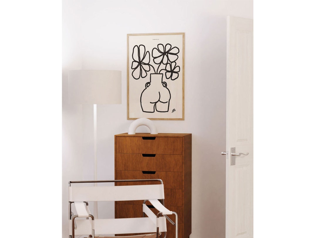 Female Body Vase Vase Poster Flower Vase Print Women Body Flower Boho ...