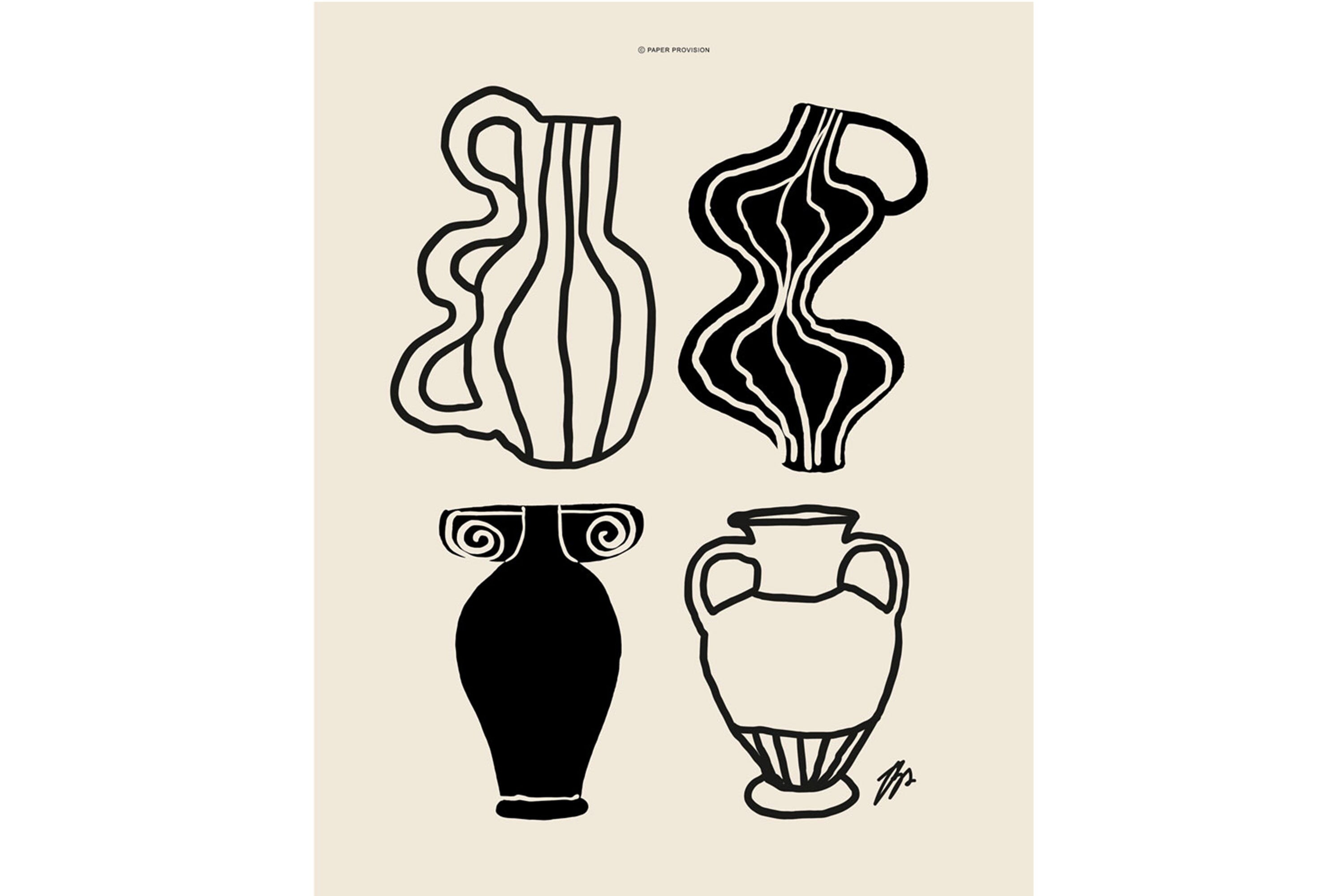 Boho Vase Poster | Pottery Vase Art | Pottery Vase Line Art Print ...