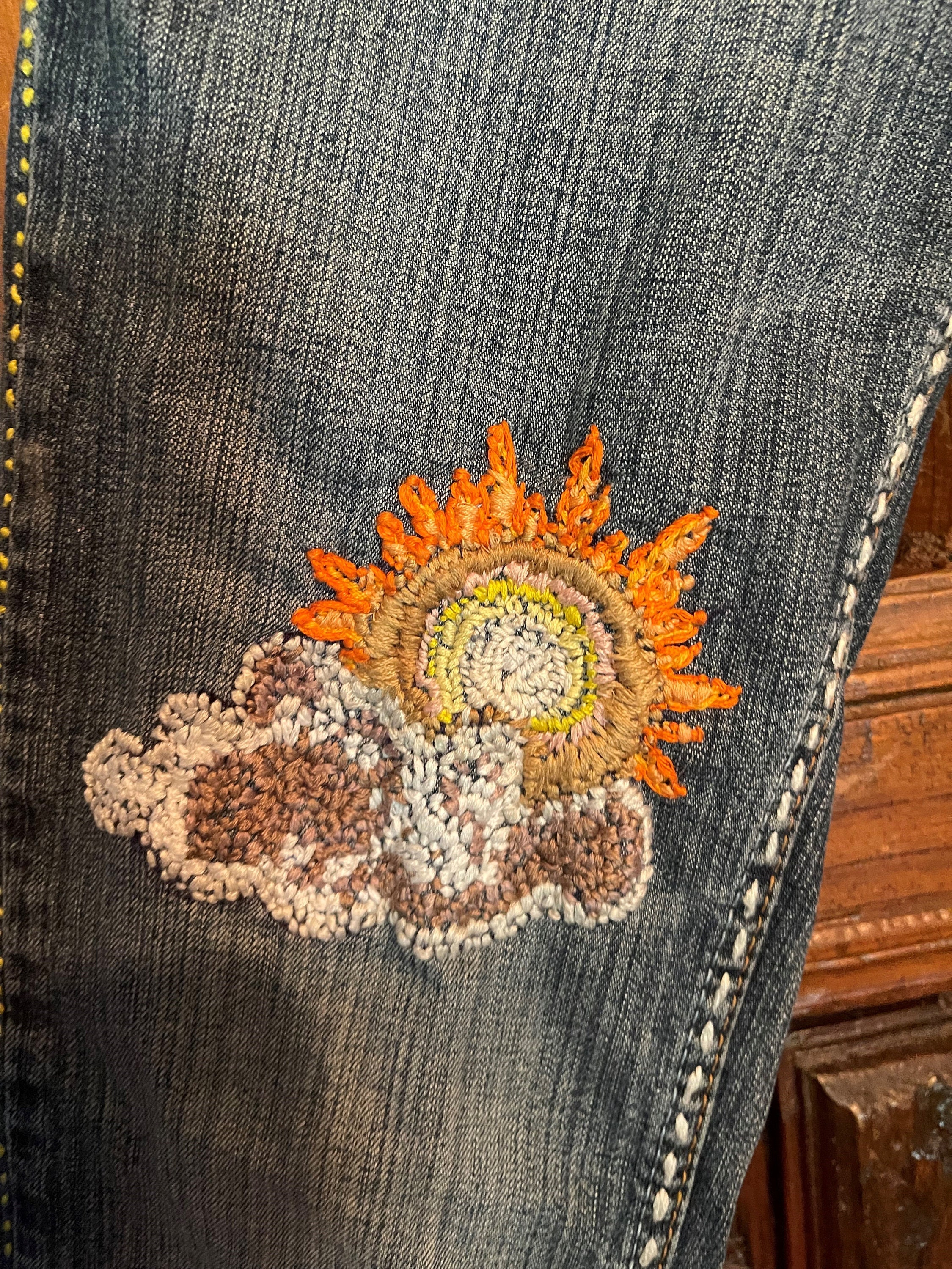 Ocean Themed Hand Embroidered Jeans - Etsy