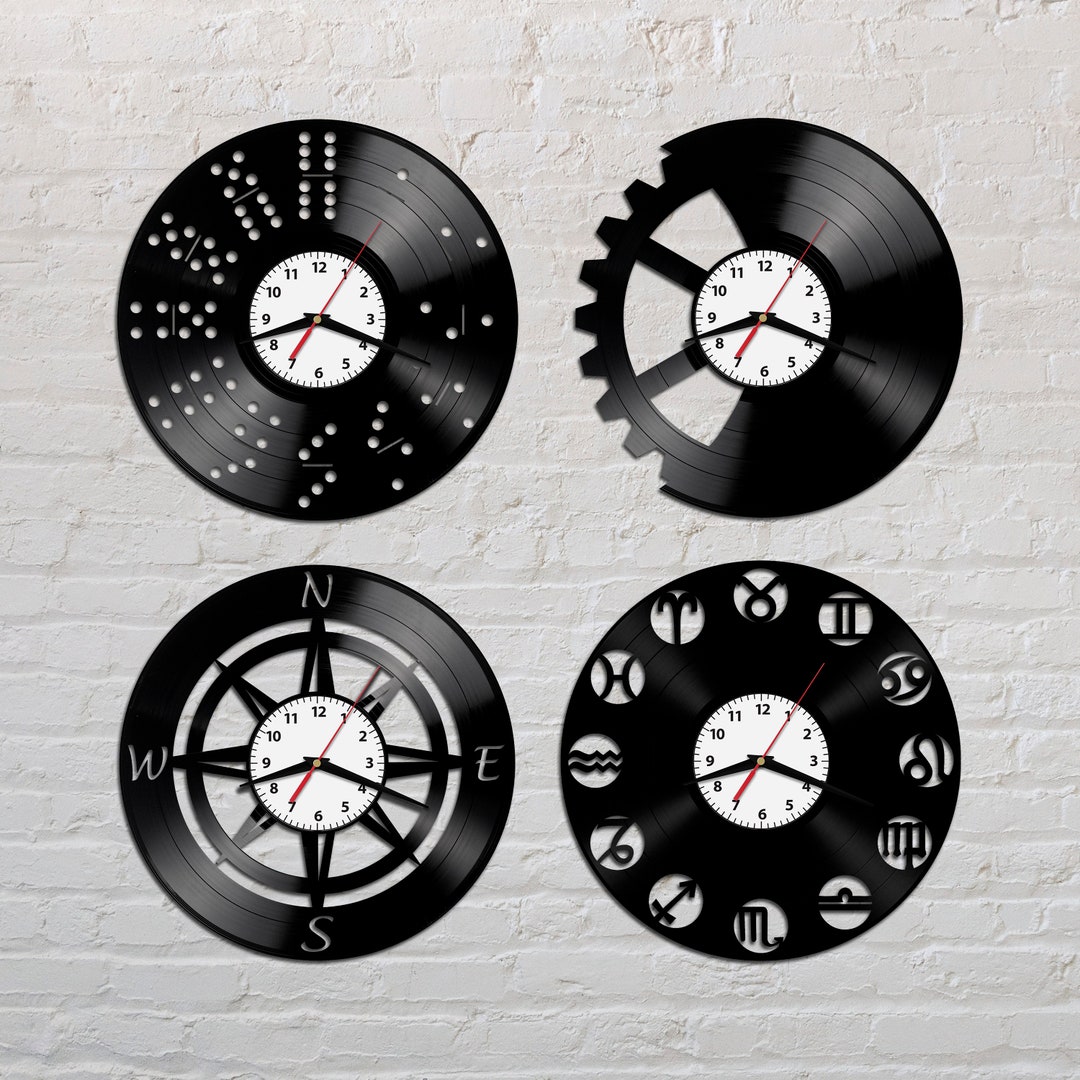 DXF CDR SVG File for Vinyl Clock, Cnc Laser Cut Vinyl Clock File ...
