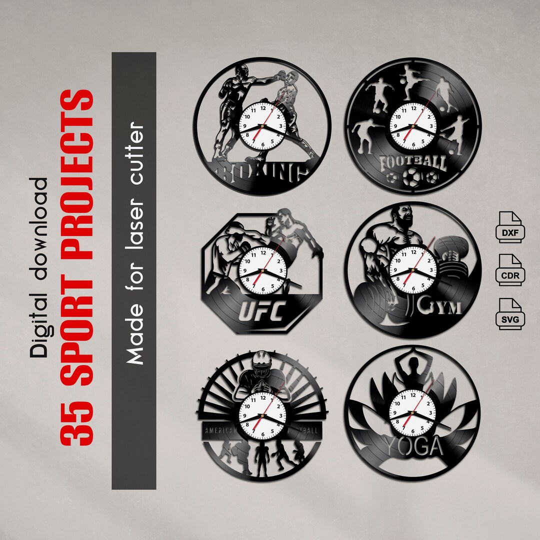 Sport Vinyl Clock Template: CNC Laser Cut File (digital Download) - Etsy