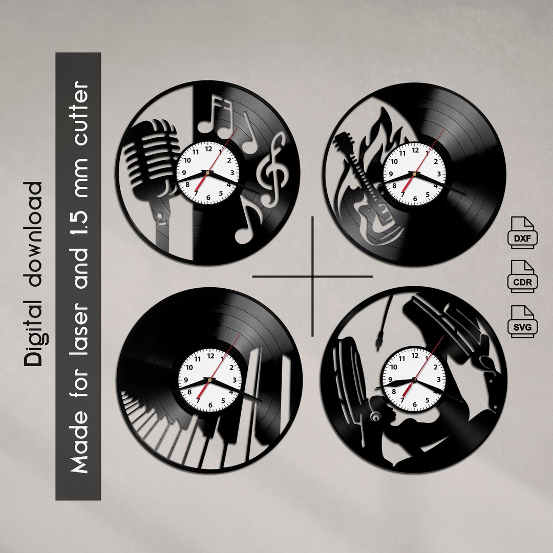 Music Vector File Vinyl Record Clock, Digital Cut File, Cnc Laser Cut ...