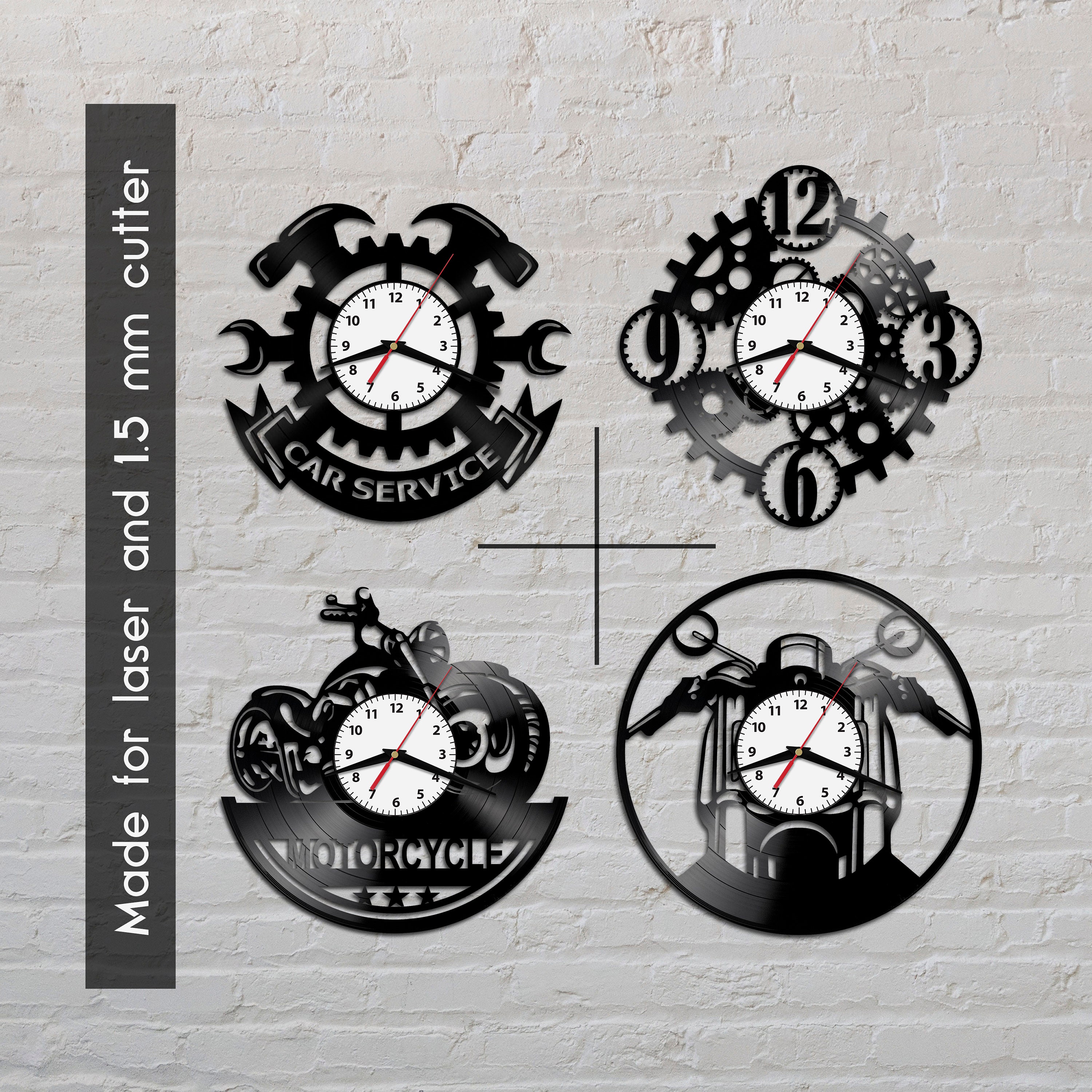 Motorcyclevector Vinyl Clock Digital File, Dxf / Cdr / Svg Cutter Cnc ...