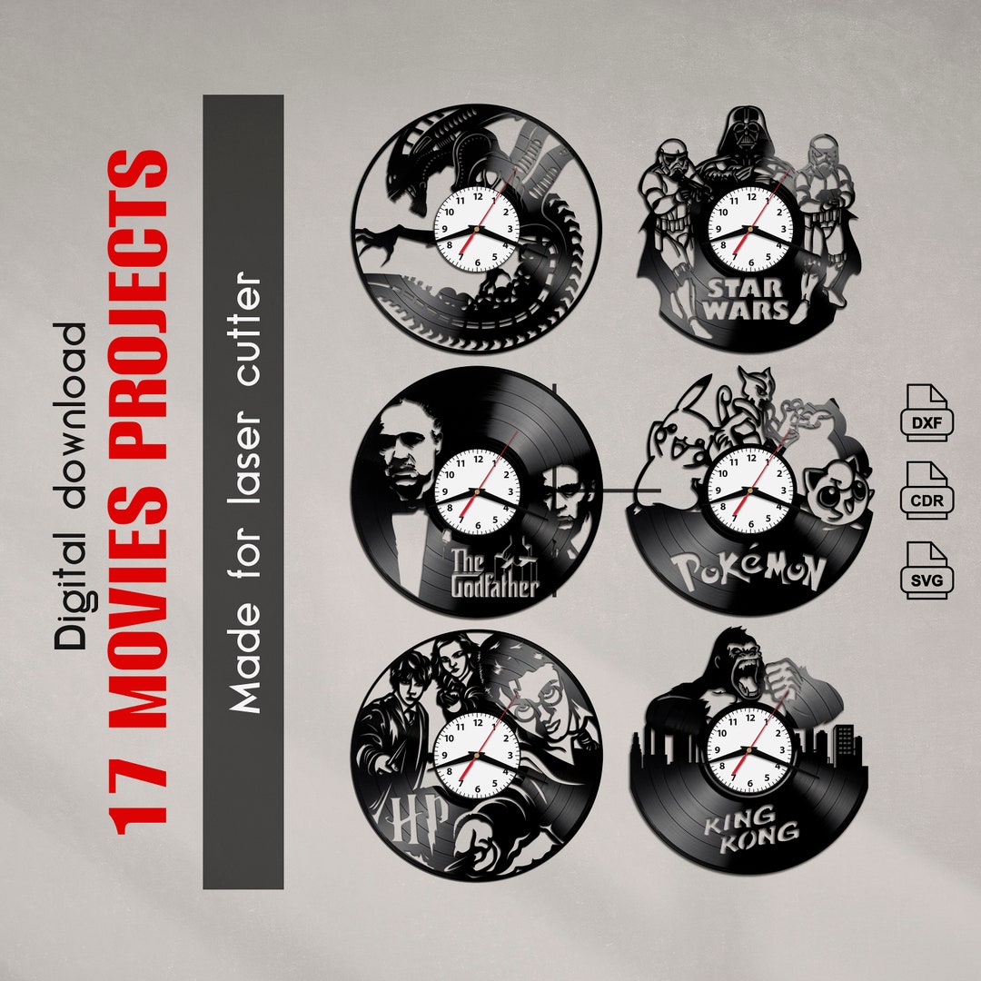 Movie Vinyl Clock SVG – CNC Laser Cut Template (digital Download) - Etsy