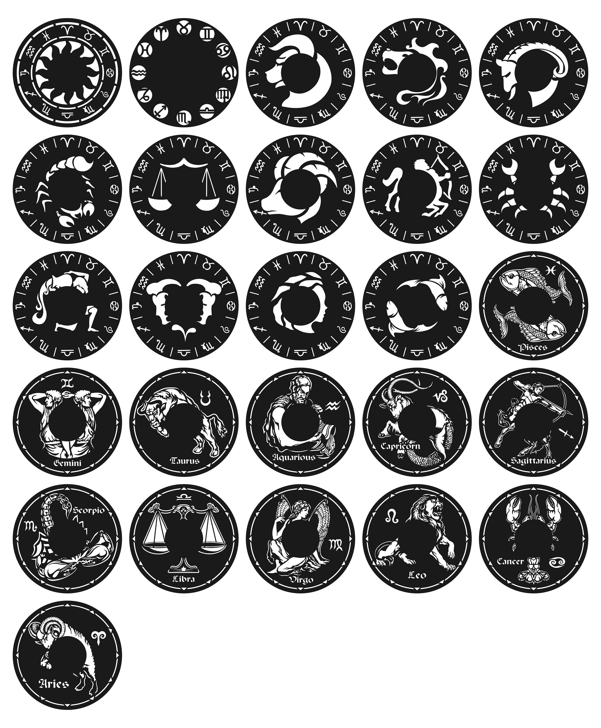 Zodiac Vinyl Clock Template – CNC Laser Cut File (svg Dxf Cdr ...