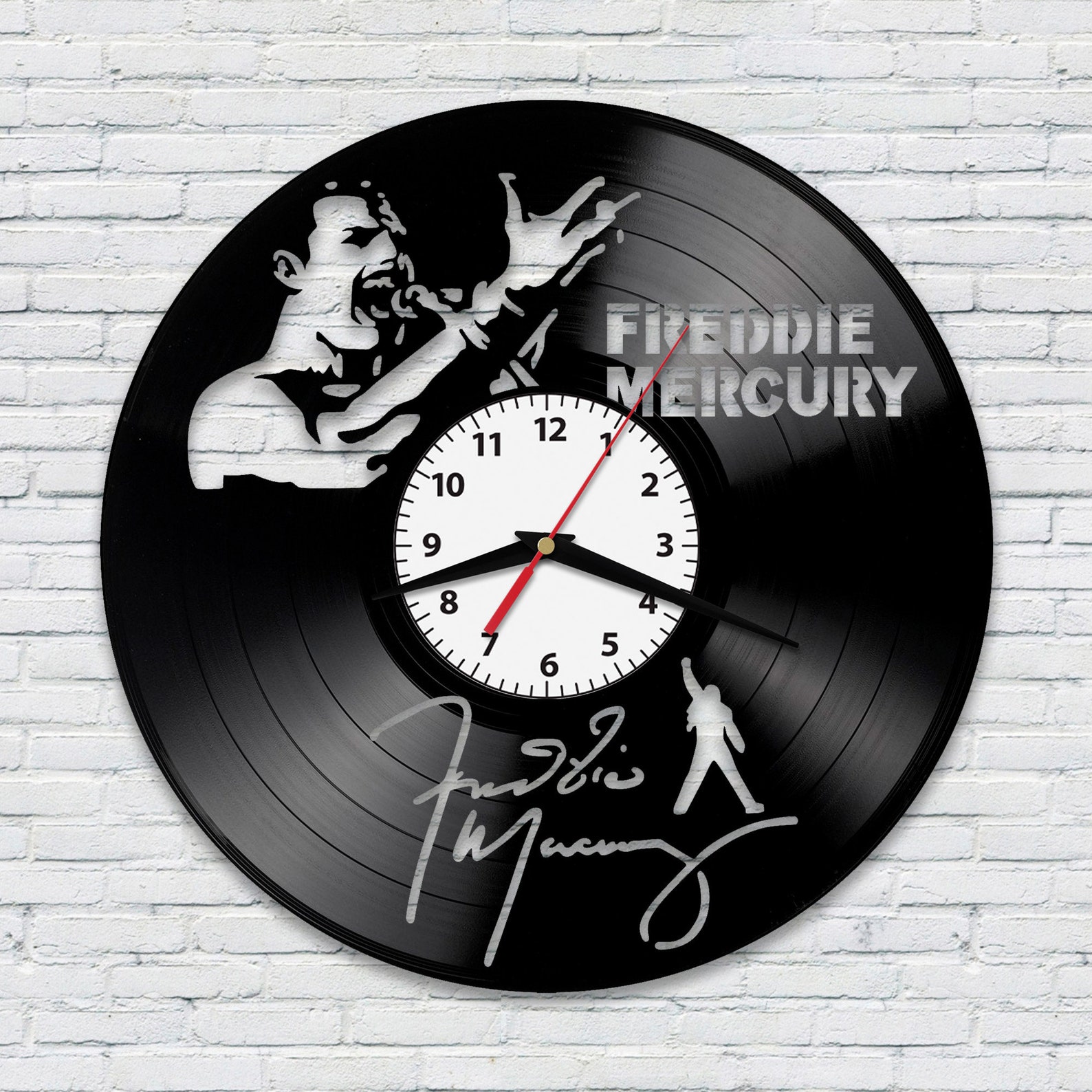 Freddie Mercury Rock Vinyl Record Clock, Digital Vector Dxf Svg Cdr ...