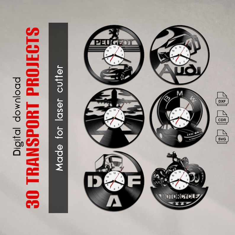 Car Vinyl Record Clock File – CNC Laser Cut Template for Truck ...