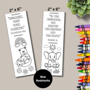 Kids Bible Verse Coloring Bookmark Printable, Sunday School Craft ...
